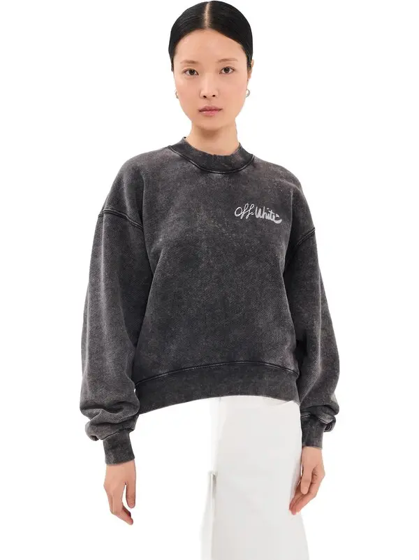Off-White Off Marker" Crewneck Sweatshirt - Marble Black