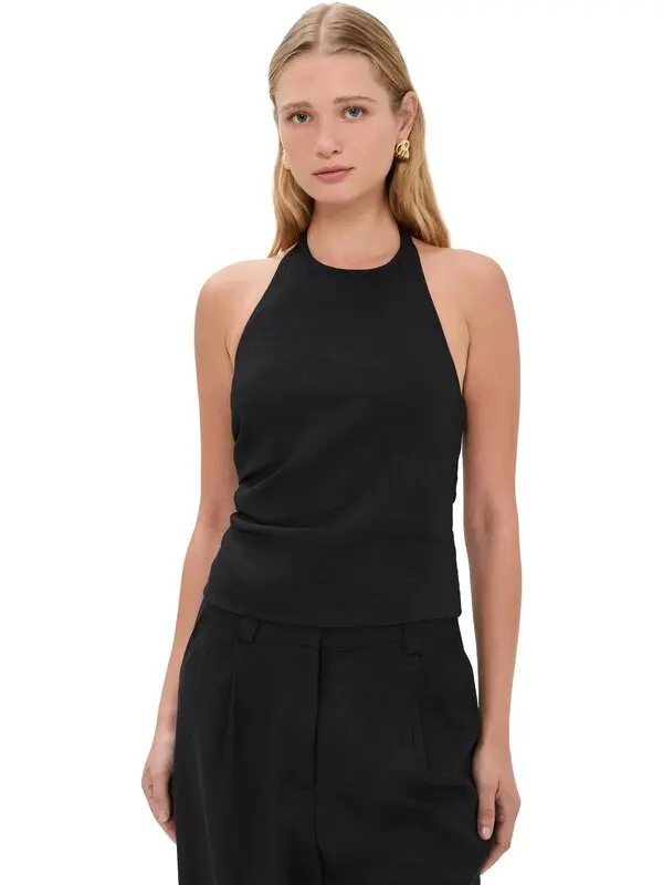 A.L.C. Sylvie Halter Neck Top - Black