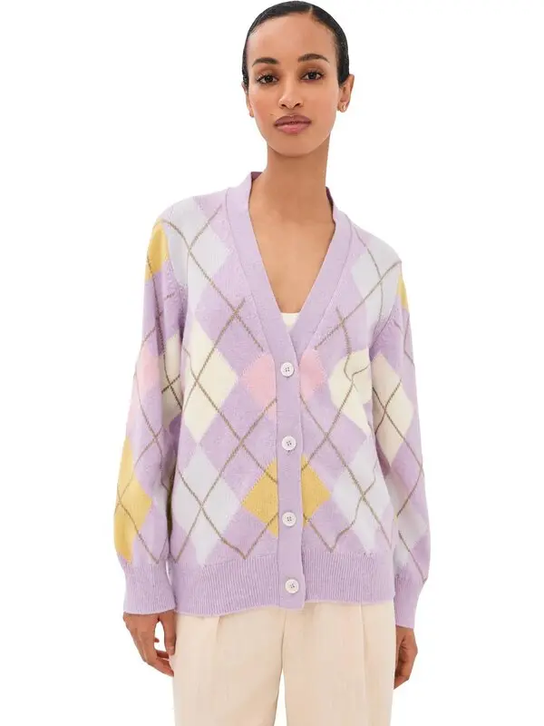 Daughter Ava Argyle Wool Cardigan - Lilac/white