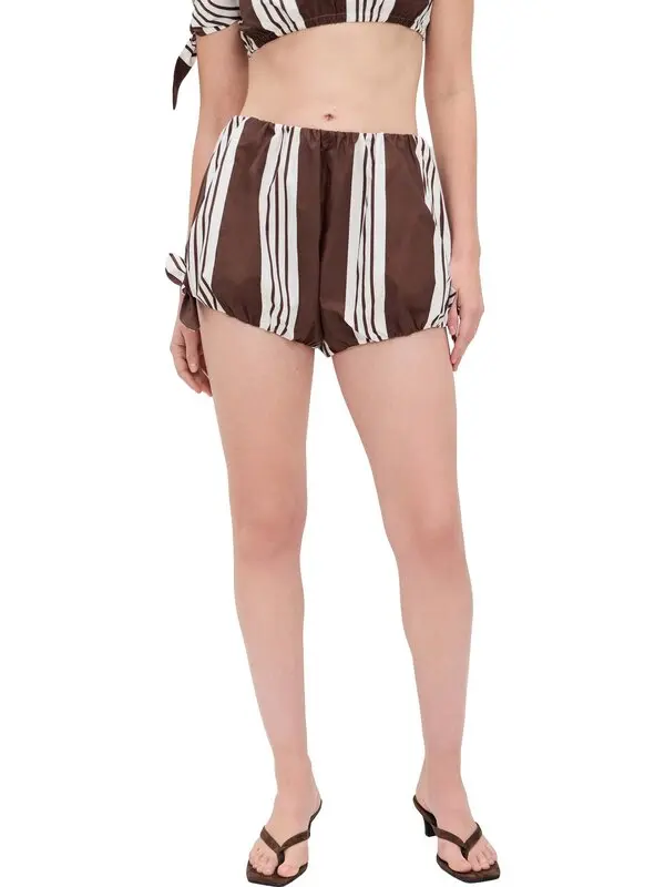 Posse Rosie Stripe Bubble Shorts - Chocolate Stripe