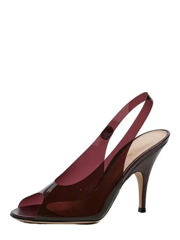 GIANVITO ROSSI Glass + Vitello Heels - Bourgogne/royale