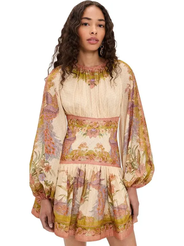 Zimmermann Indra Mini Dress - Chartreuse Scarf Floral