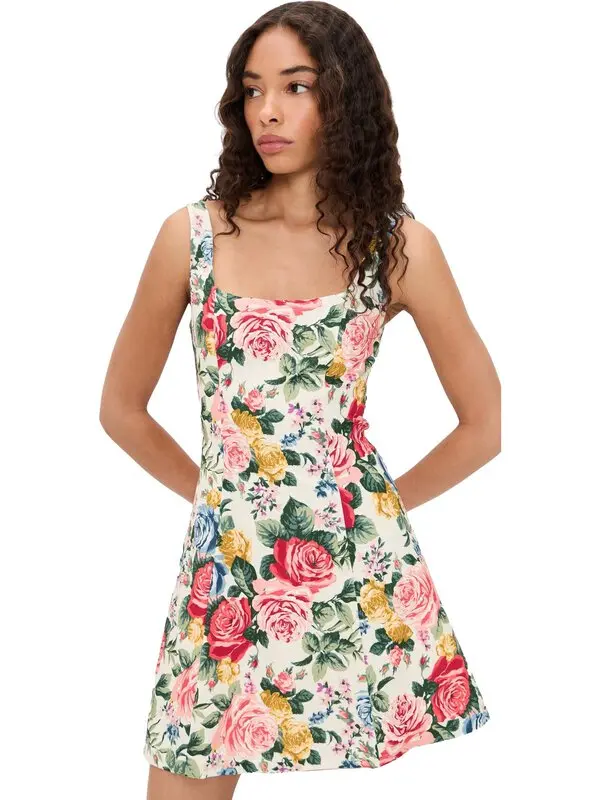 WAYF Rosemary Mini Dress - Ivory Roses