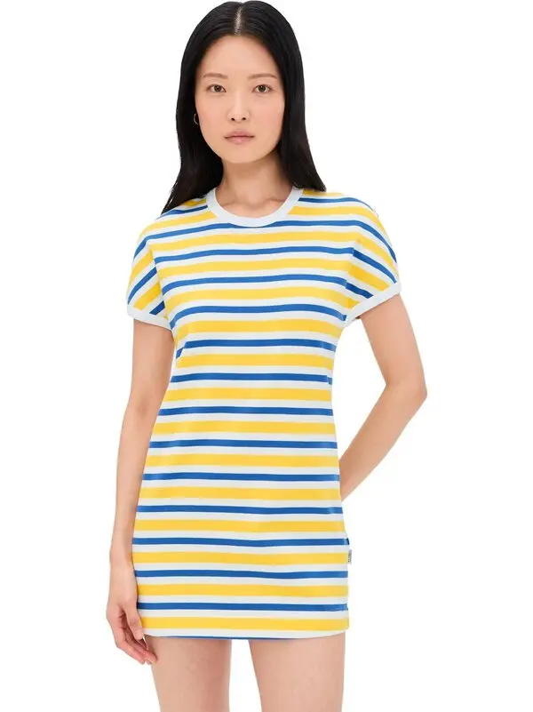 MAISON MARGIELA Mini T-shirt Dress - Yellow/blue/off White