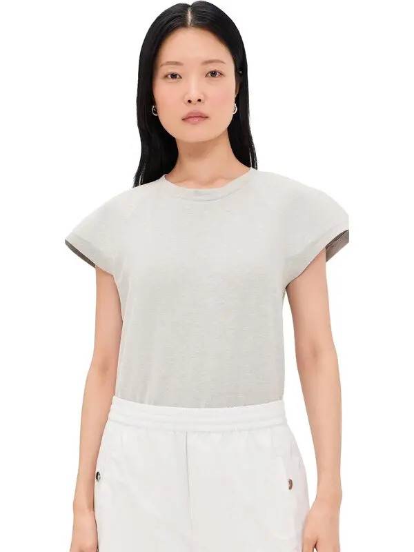 Norma Kamali Cap-sleeve Bodysuit - Light Heather Grey