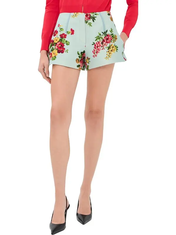 Brandon Maxwell The Cricket Bell Shorts - Bright Blue Floral
