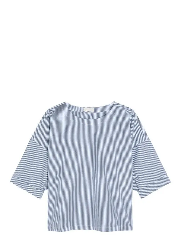 Suzie Kondi Saria Striped Cotton-poplin Top - Navy