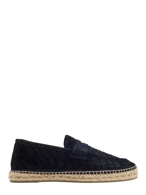 CastaÑer Nilo Braided Suede Espadrille Loafers - Navy