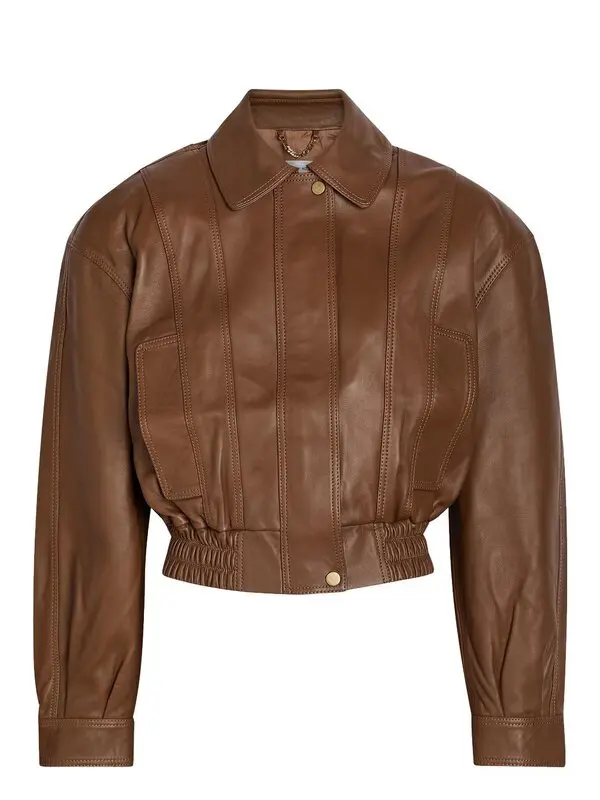 Ronny Kobo Paneled Leather Jacket - Brown