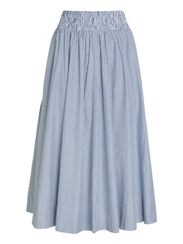 Suzie Kondi Kyria Striped Cotton-poplin Midi Skirt - Navy