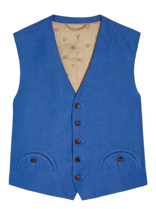 BLAZÉ MILANO Silk And Linen-blend Vest - Blue