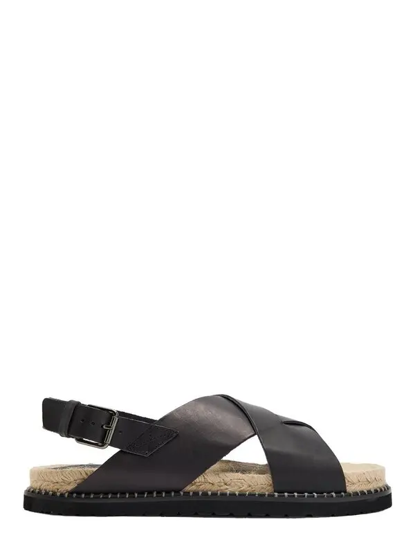 CastaÑer Tiago Leather Espadrille Sandals - Black