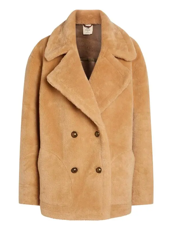Free People Mari Reversible Faux Fur Coat - Tan