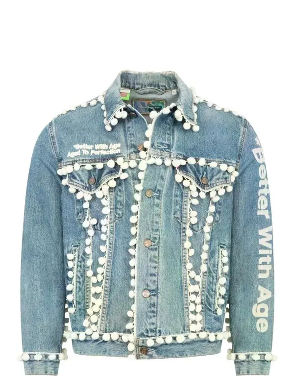 BETTER WITH AGE Ballroom Jacket With Pom-pom Embellishments - Blue