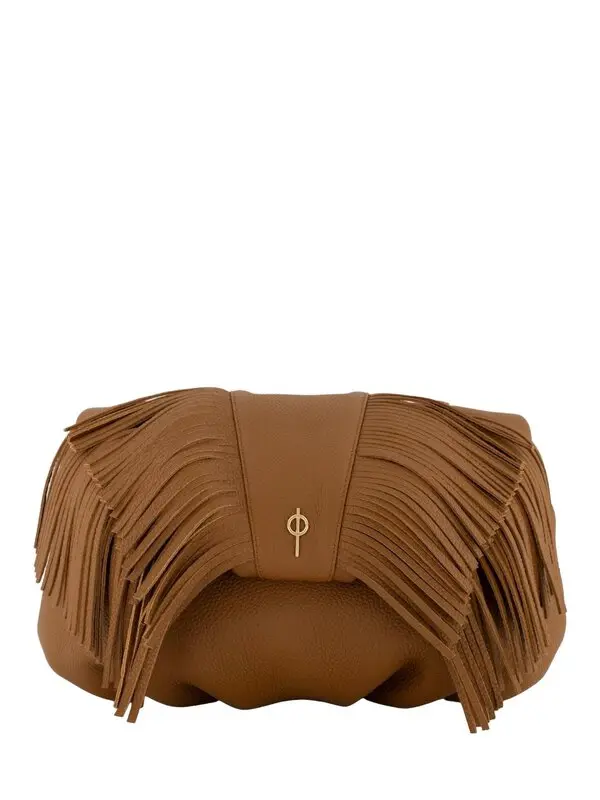 OTRERA Fringe Leather Leda Clutch - Brown