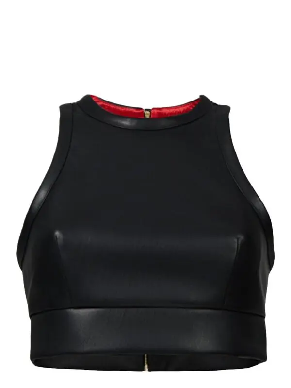 LIKA Eco-leather Cropped Top - Black