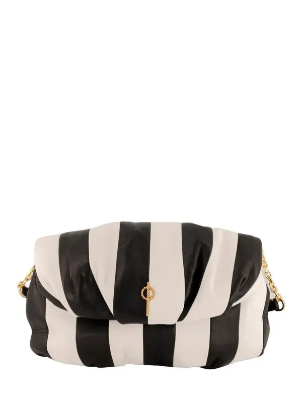 OTRERA Striped Leather Leda Crossbody Bag - Black