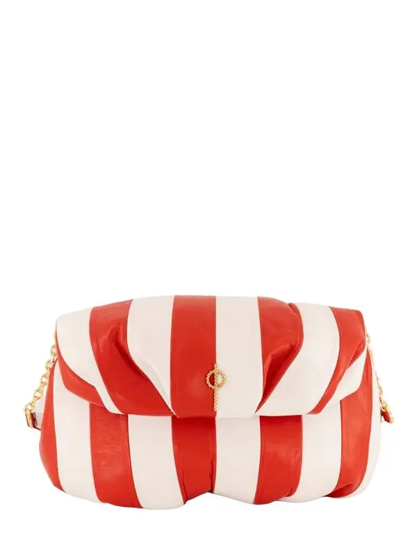 OTRERA Striped Leather Leda Crossbody Bag - Red