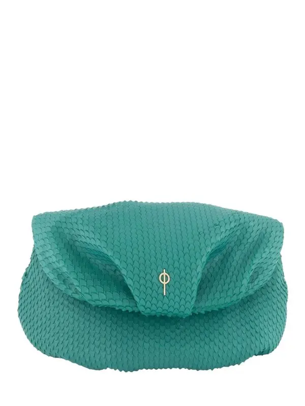OTRERA Leda Snake Print Leather Clutch - Green
