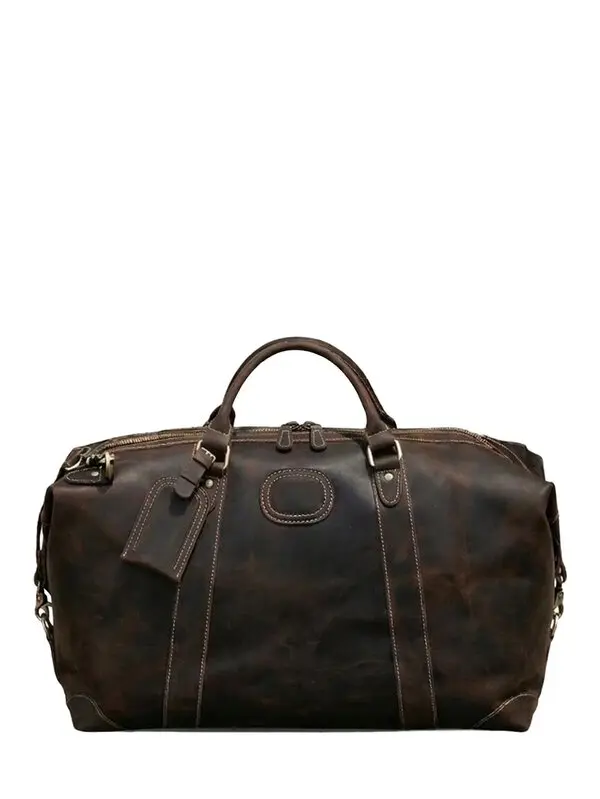 TOURI Genuine Leather Traveller Holdall - Brown