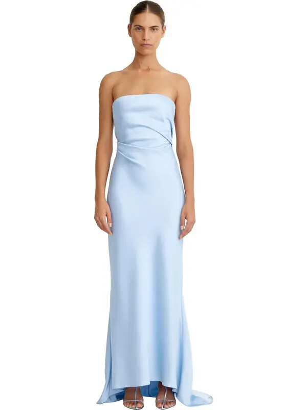 Significant Other Lucile Strapless Satin Gown - Ice Blue