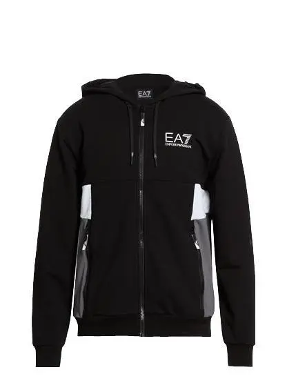 EA7 Cotton-blend Hooded Sweatshirt - Black