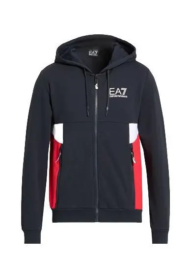 EA7 Cotton & Polyester Blend Hooded Sweatshirt - Blue