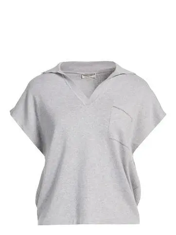 Peserico Mélange Cotton V-neck Sweater - Grey