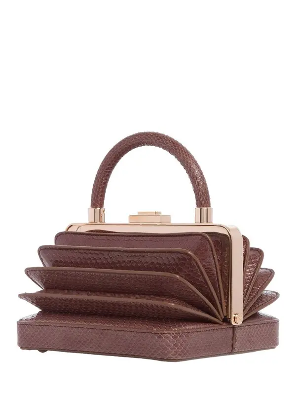 Gabriela Hearst Diana Bag In Snakeskin - Chocolate