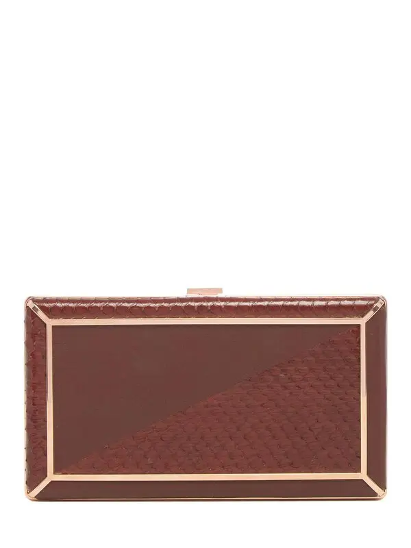 Gabriela Hearst Callas Clutch In Snakeskin & Nappa Leather - Chocolate