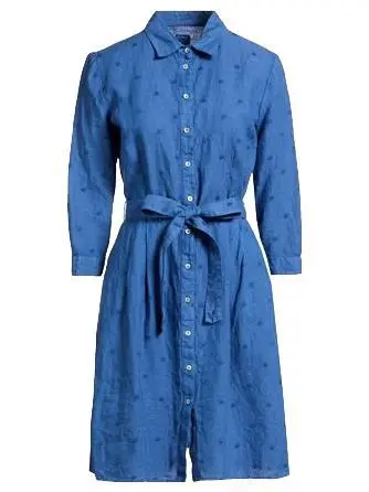 120% Lino Mini Shirt Dress - Blue