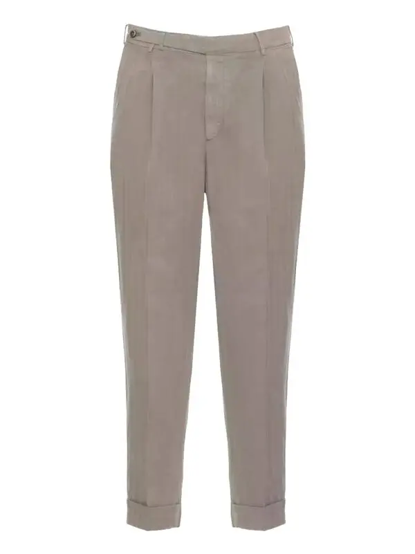 PT TORINO Herringbone Pleated Trousers - Neutrals