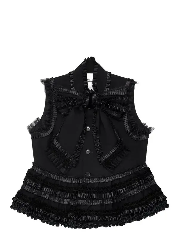 Noir Kei Ninomiya Ruffled Bow-detail Blouse - Black