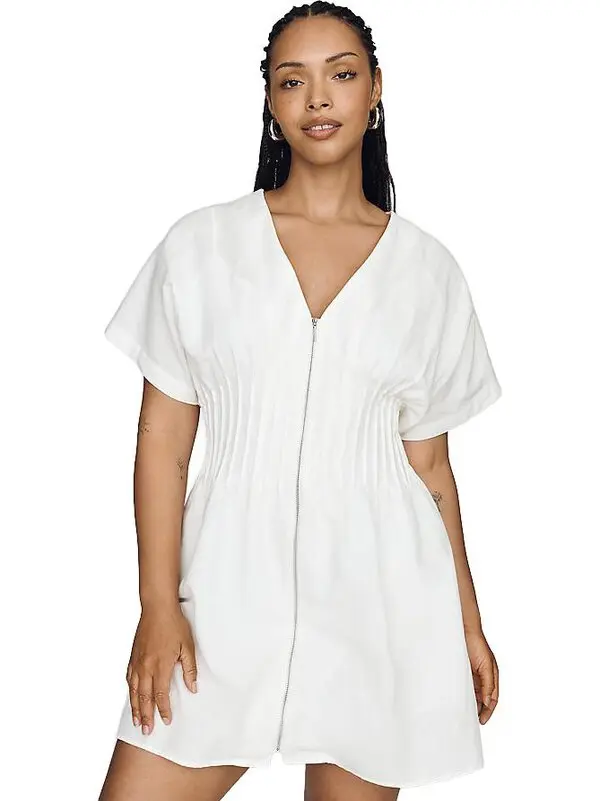 EXQUISE Tobie Pleated Mini Dress - White