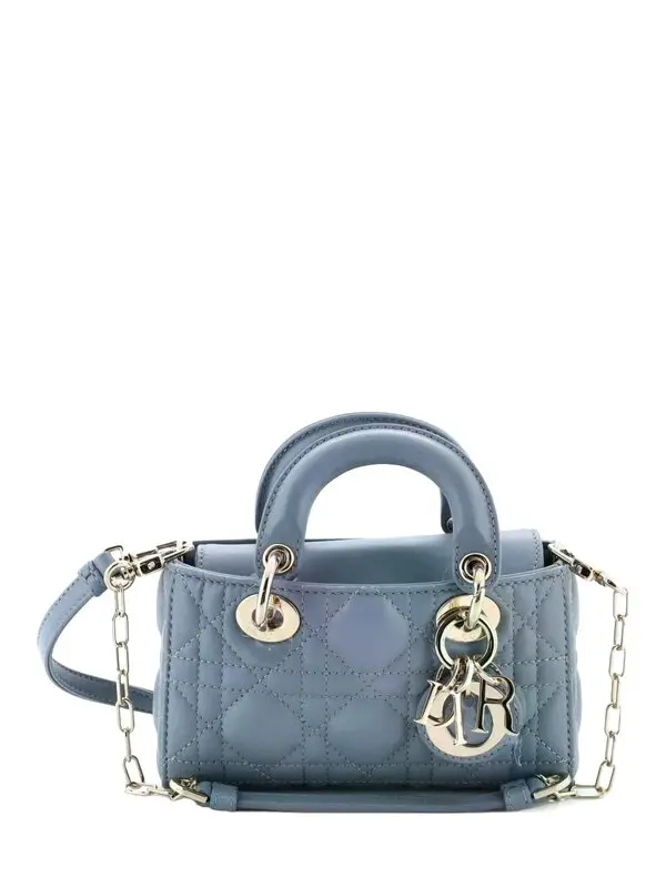 Dior Lady D-joy Micro Satchel Cannage Quilt Lambskin - Blue