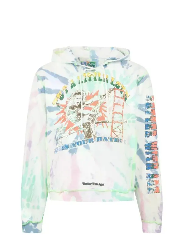 BETTER WITH AGE Tie-dye Graphic-print Hoodie - White
