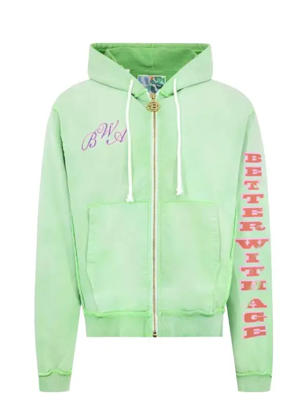 BETTER WITH AGE Graphic-print Zip-up Hoodie - Green