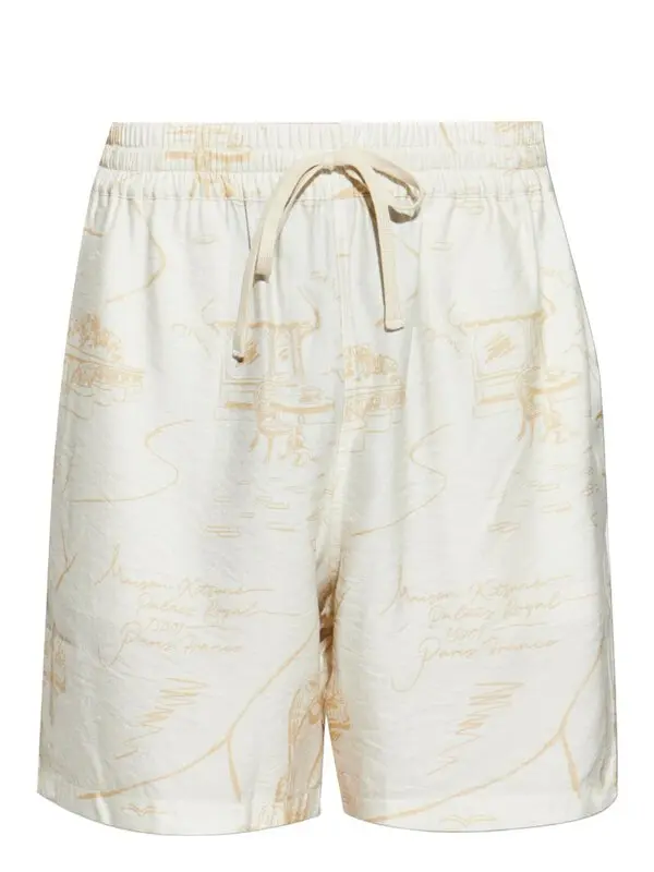 Maison Kitsuné Printed Relaxed-fit Shorts - Cream