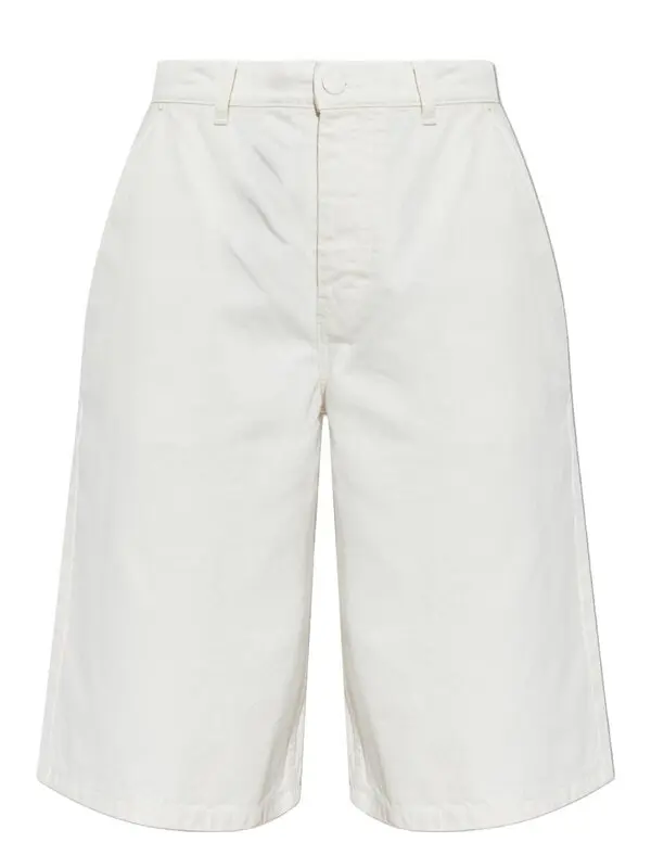Ami Wide Leg Denim Shorts - Cream