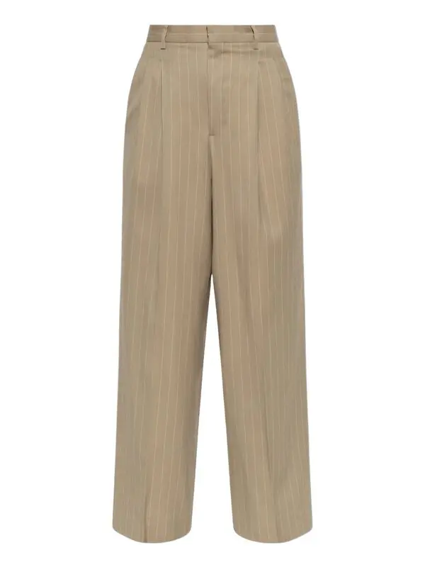 Ami Wool Wide-leg Trousers - Beige