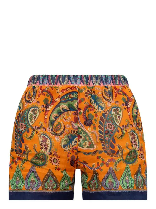 Etro Patterned Ramie Shorts - Orange