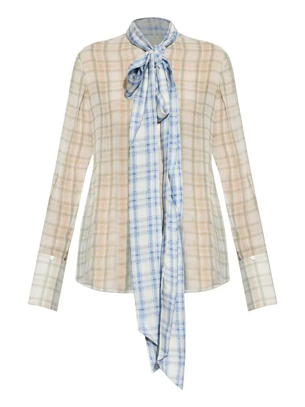Acne Studios Checked Silk Shirt With Scarf - Multicolour