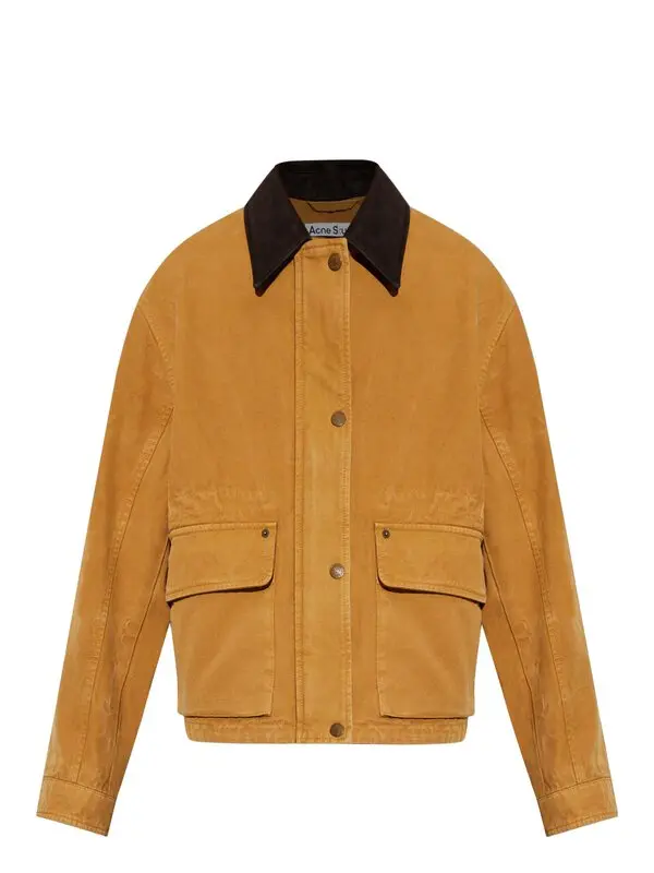 Acne Studios Jacket With Leather Collar - Brown