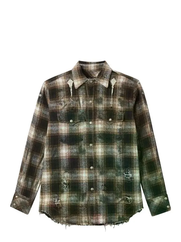 THUG CLUB Plaid Shirt - Brown