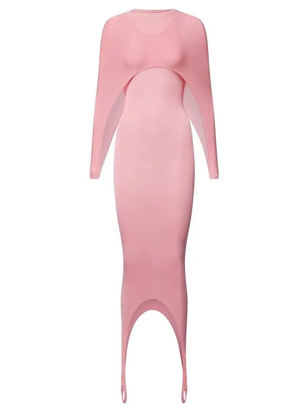 Alaïa Asymmetric Caped Midi Dress - Pink