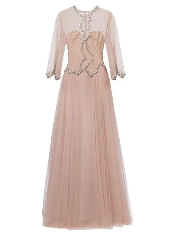 Costarellos Evanna Embellished Tulle Gown - Pink