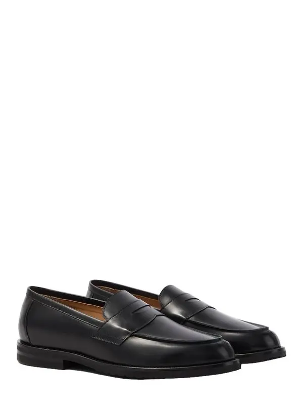 Thom Sweeney Leather Penny Loafers - Black