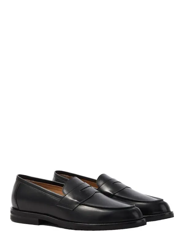 Thom Sweeney Leather Penny Loafers - Black