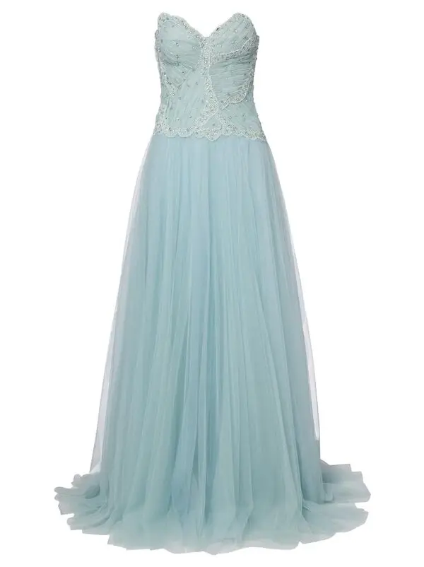 Costarellos Vivienne Embellished Tulle Gown - Blue