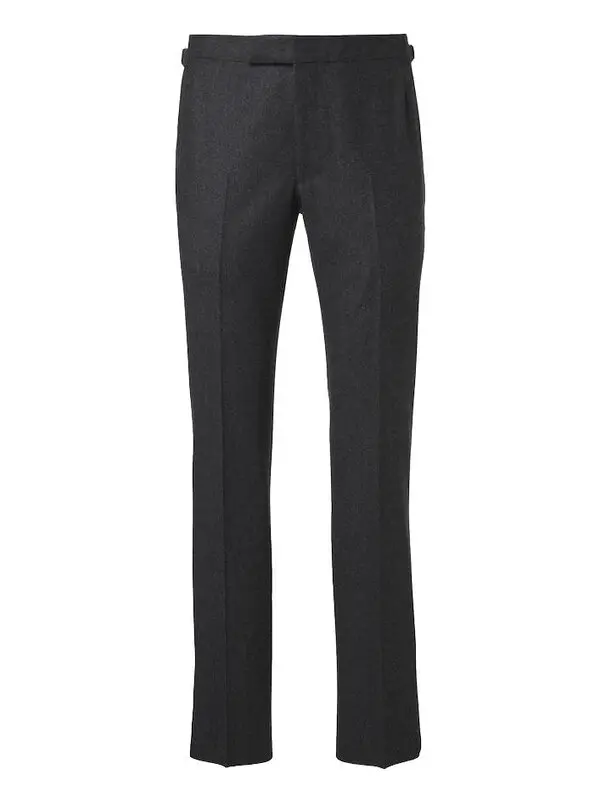 Thom Sweeney Wool Flannel Slim Pants - Grey
